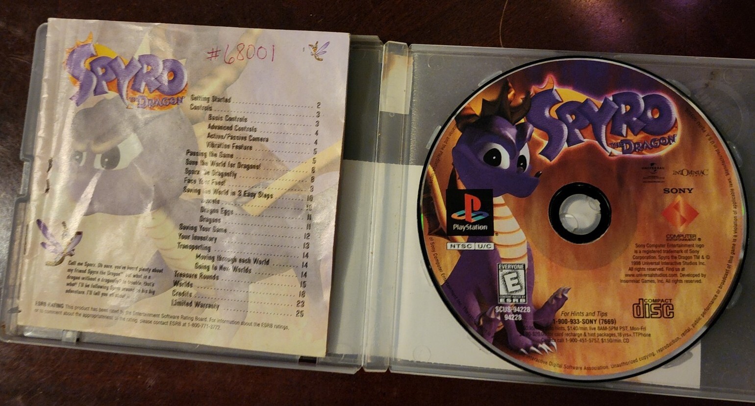 Sony PlayStation 1 PS1 PSOne Disc Only TESTED Spyro the Dragon manual ...