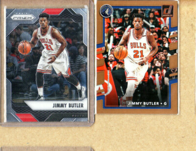 Jimmy Butler-2 Card Lot-2017 Panini PRIZM+2018 Panini Donruss-Bulls ...