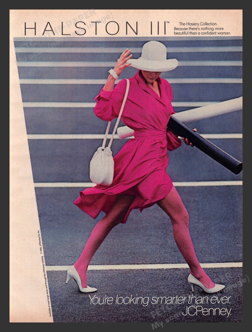 Halston III Hosiery Collection Pink Dress Legs Work 1980s Print Ad 1985 ...