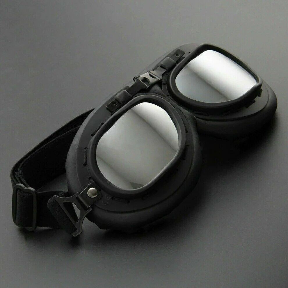 Vintage Motorcycle Helmet Aviator Pilot Flying Goggles Glasses Eyewear ...