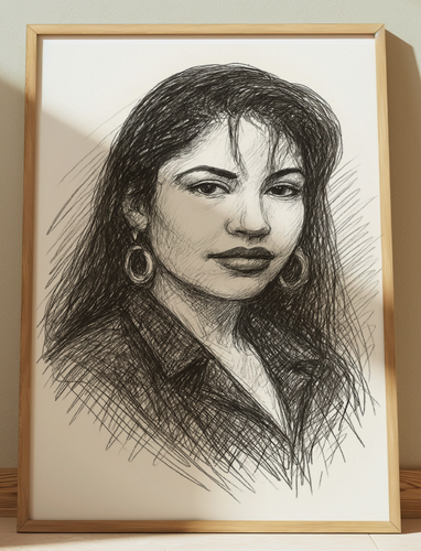 SELENA QUINTANILLA DRAWING PRINT PORTRAIT SKETCH 8" x 10" QUEEN OF TEX ...
