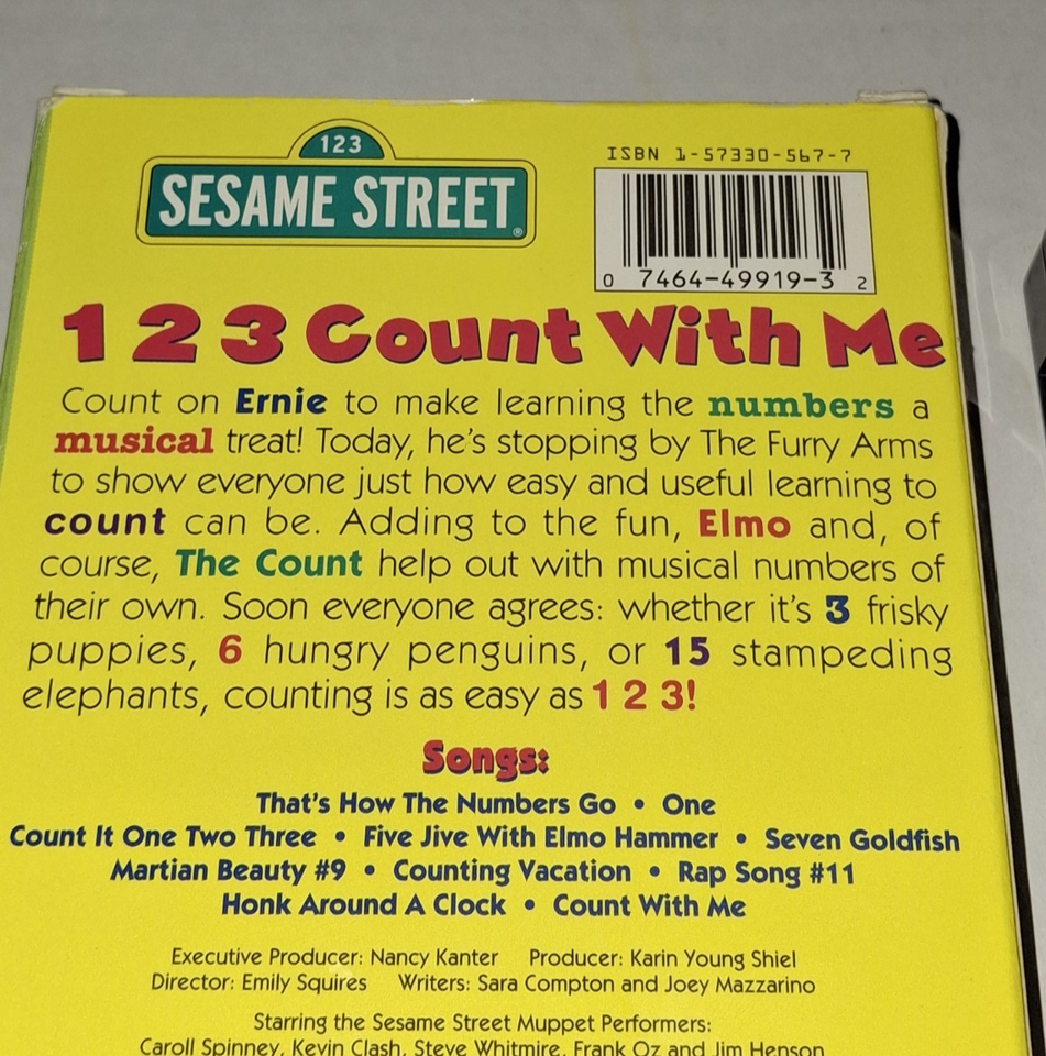 Vintage VHS Sesame Street Ernie Elmo 123 Count With Me 1997 VCR Video Tape | eBay