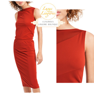 Python Dress by Wolford S Small Red Rust Dress with Transparent Inserts ...