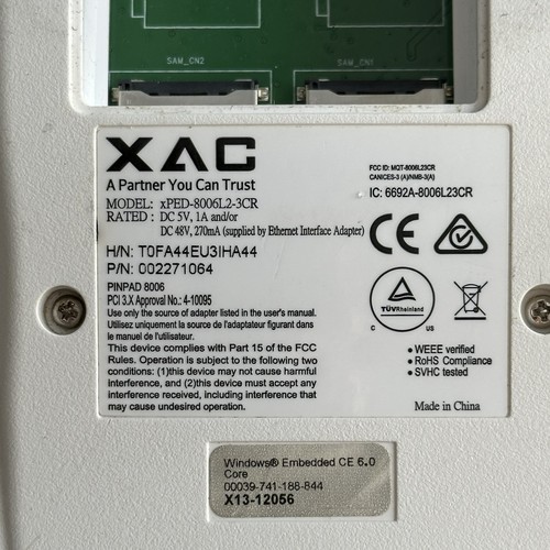 Clover XAC xPED-8006L2-3CR White LCD Display POS Syst Credit Card ...