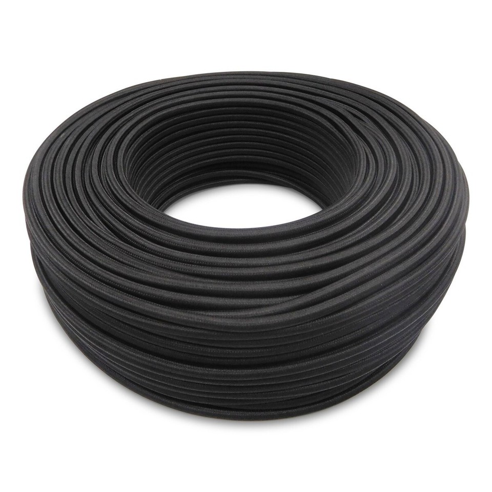 Vintage Black Round Braided Fabric Flex 3 Core Electrical Cable Lamp ...