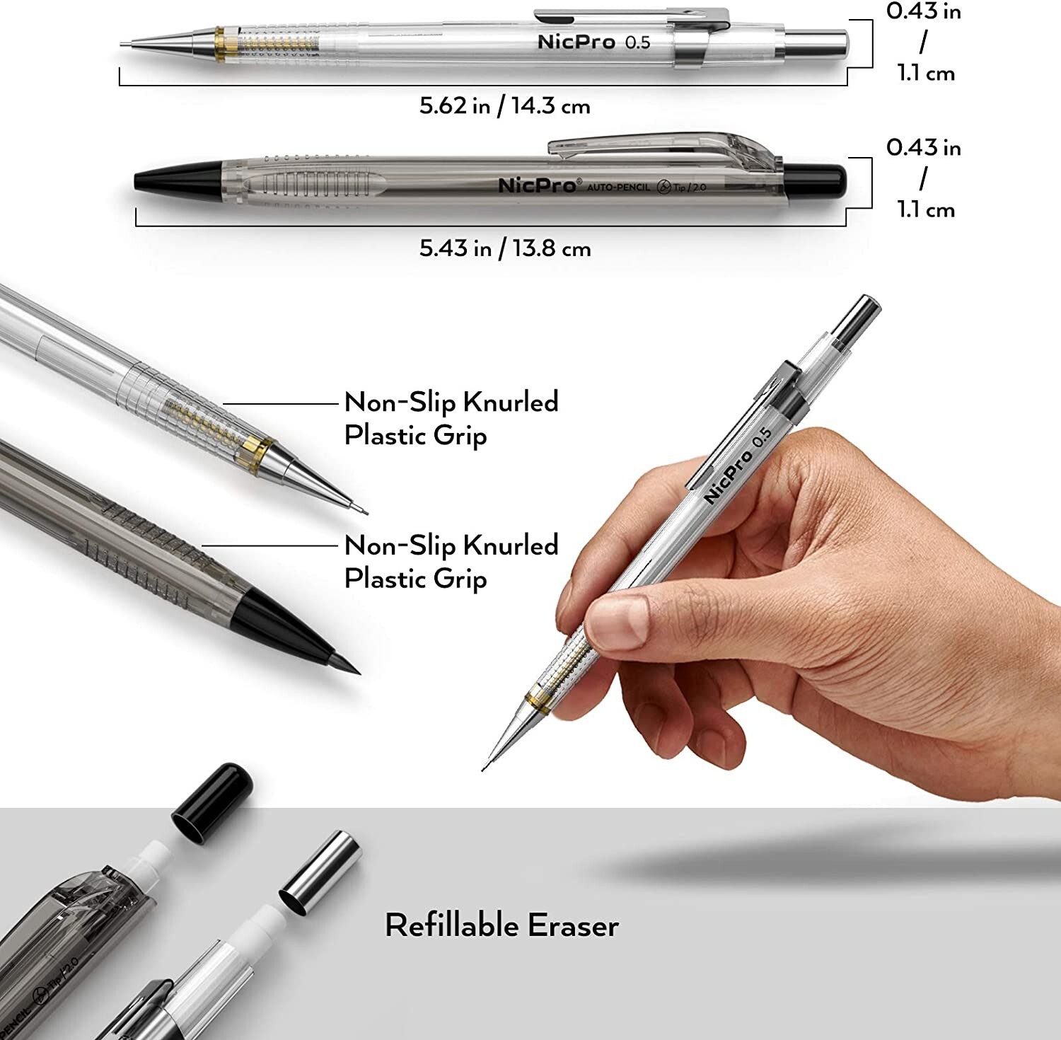 Nicpro 6 PCS Art Mechanical Pencils Set with Case 7 PCS Metal Propell 6 ...