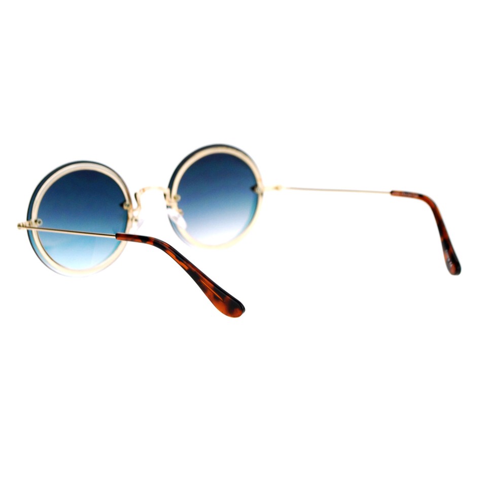 Round Circle Frame Sunglasses Women's Full Mirror Lens Rear Rim Fashion ...