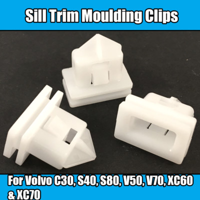 5x Clips For Volvo Sill Trim Moulding Clips C30 S40 S80 V50 V70 White ...