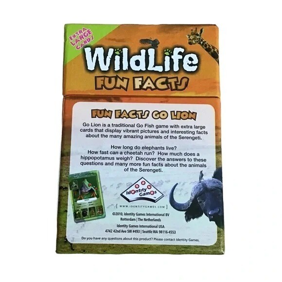 WildLife Fun Facts Go Lion Go Fish Extra Large Educational Card Game ...