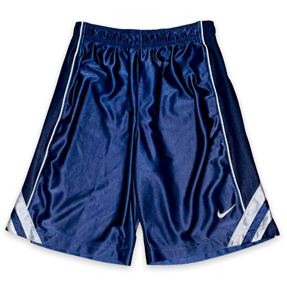 Nike Vintage Rare Dazzle Basketball Shorts Satin Shiny Navy Blue Silver ...