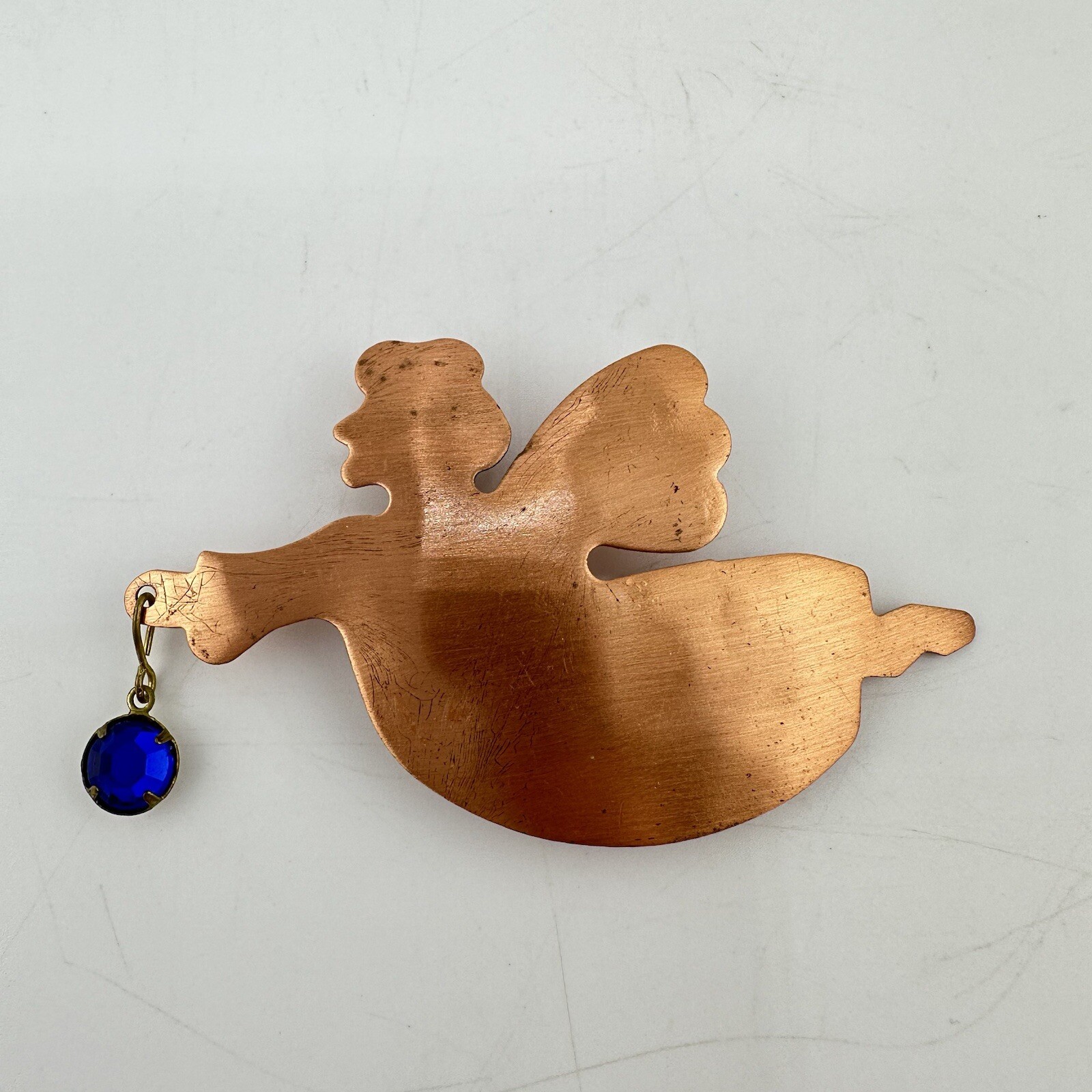 2.5”x1.5” Vintage Copper Angel Silhouette Royal Blue … - Gem