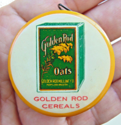 Portland Oregon RARE Golden Rod Oat Cereal CELLULOID TAPE MEASURE Crown ...