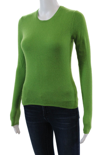 Tsesay Womens Cashmere Long Sleeved Crew Neck Casual Sweater Green Size ...