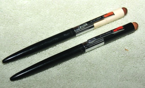 LOT 2 VINTAGE SCRIPTO INK PENS PEN WRITTING INSTRUMENTS WITH ERASERS ...