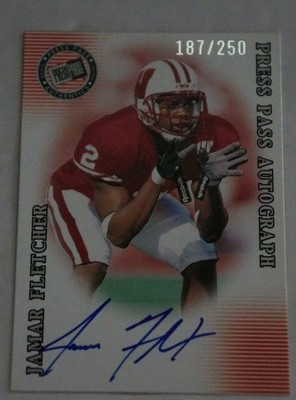 2001 Press Pass JAMAR FLETCHER Auto Wisconsin Badgers Autograph #ed 187 ...