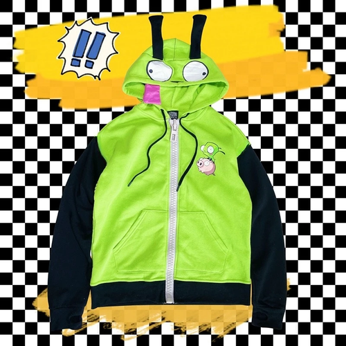 Anime Invader Cosplay Costume Coat Alien Zim Hoodies Jacket Hooded Zip ...