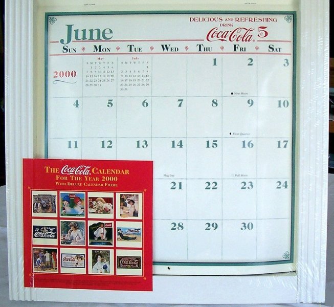 NEW 2000 COCA COLA CALENDAR WITH WHITE WOOD FRAME NOS | eBay