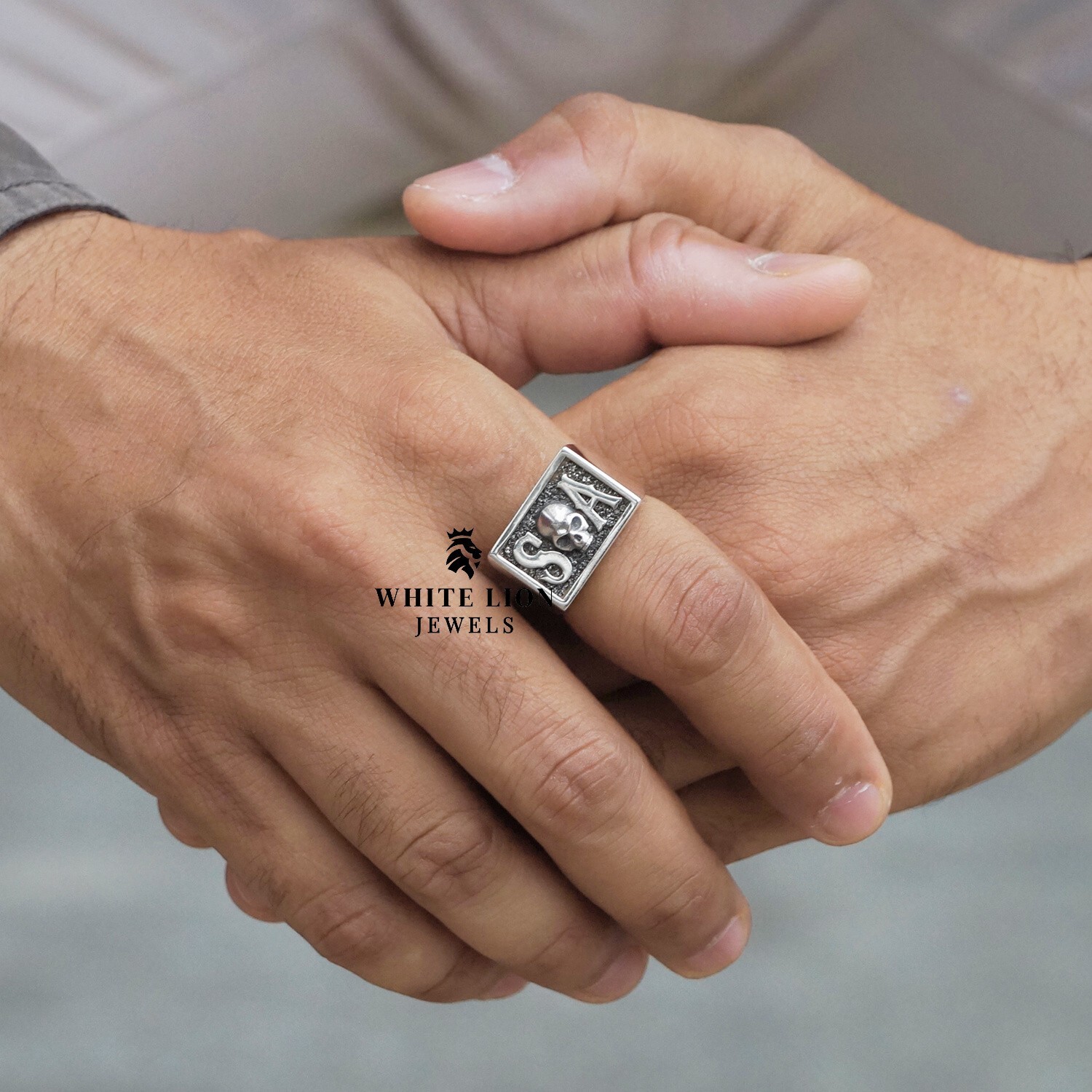 SOA Sons Of Anarchy 925 Sterling Silver Skull Men's Biker Rider Ring ...