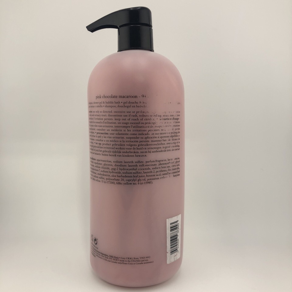 Philosophy Pink Chocolate Macaroon Shampoo Shower Gel Bubble Bath 32 oz ...