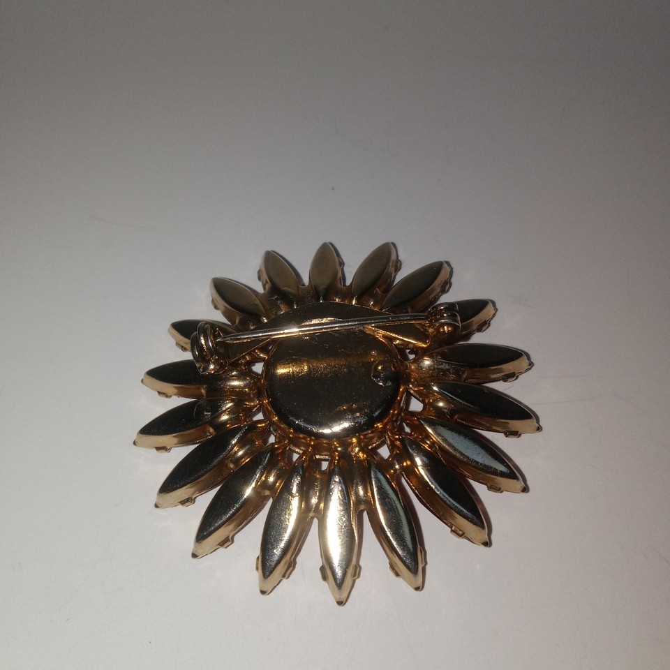 Vtg Red Rhinestone Brooch Starburst Flower Pin | eBay