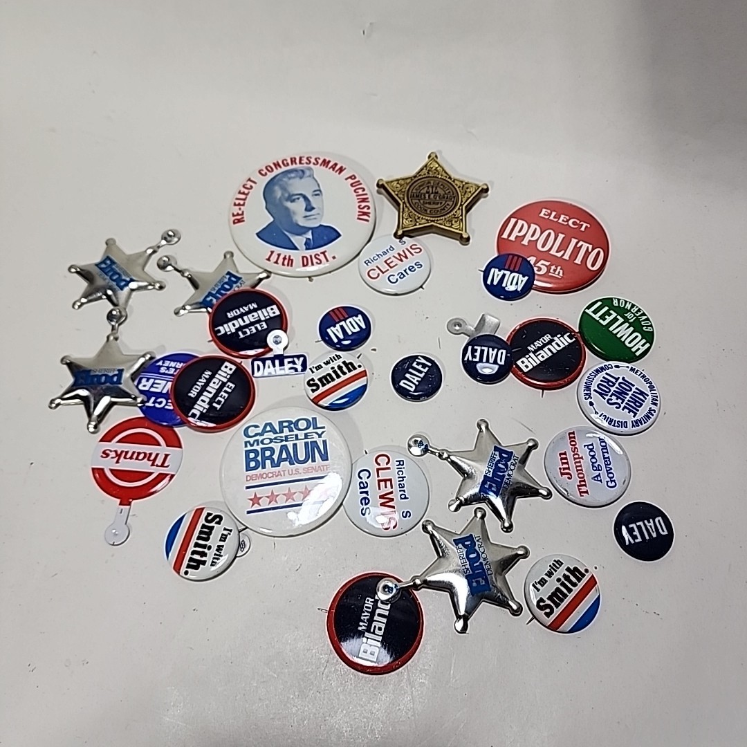 Lot of 30 - Vintage Political & Mix Button Campaign Pins Mix Pin Backs ...