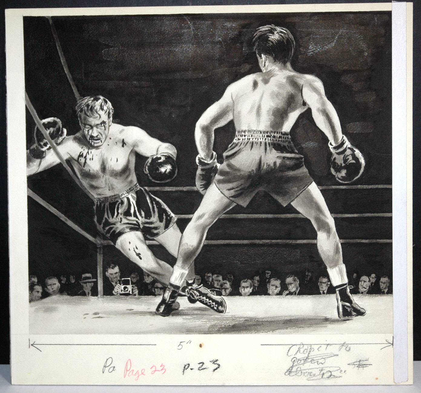 BOXING Fight ORIGINAL Illustration PULP ART Magazine Rocky Blood RAGING ...