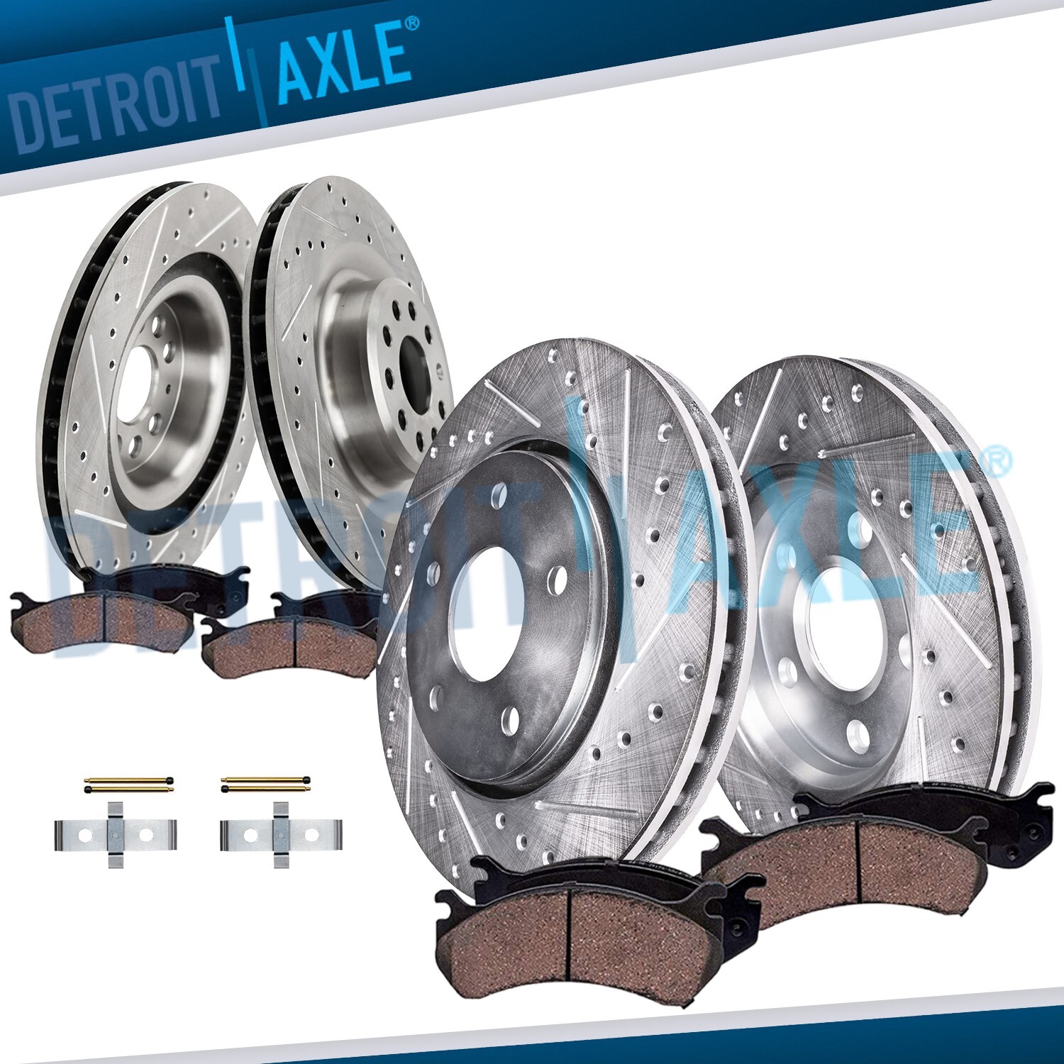 8pc Front Rear Drilled Slotted Brake Rotor Brake Pad Kit for 2016 Tesla ...