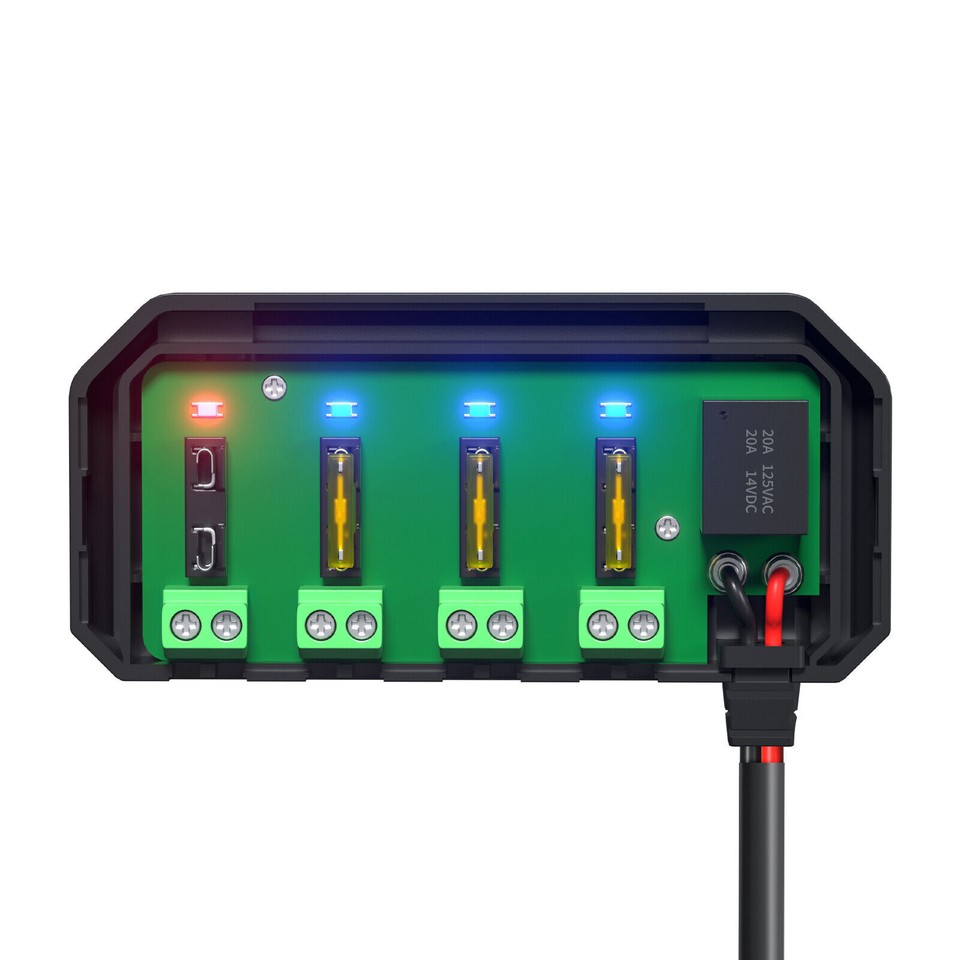 12V Universal 20A Motorcycle Fuse Block Fuse and Relay Box Kit with 4 ...