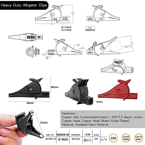 24 Pcs Multimeter Test Leads Set with Alligator Clips Insulation ...