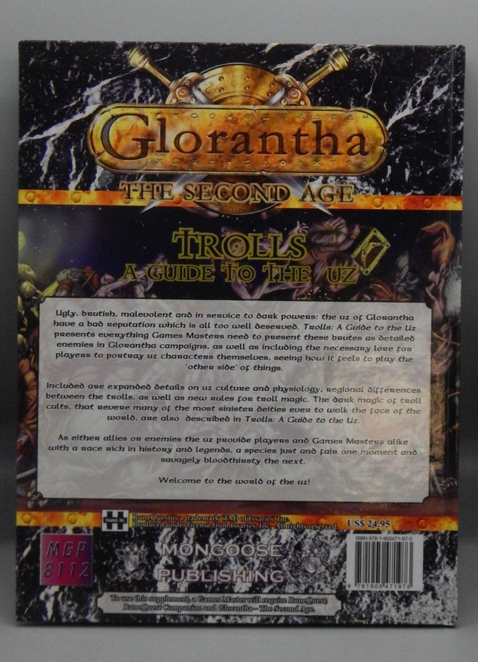Mongoose Publishing RUNEQUEST RPG Glorantha TROLLS a guide to the UZ ...