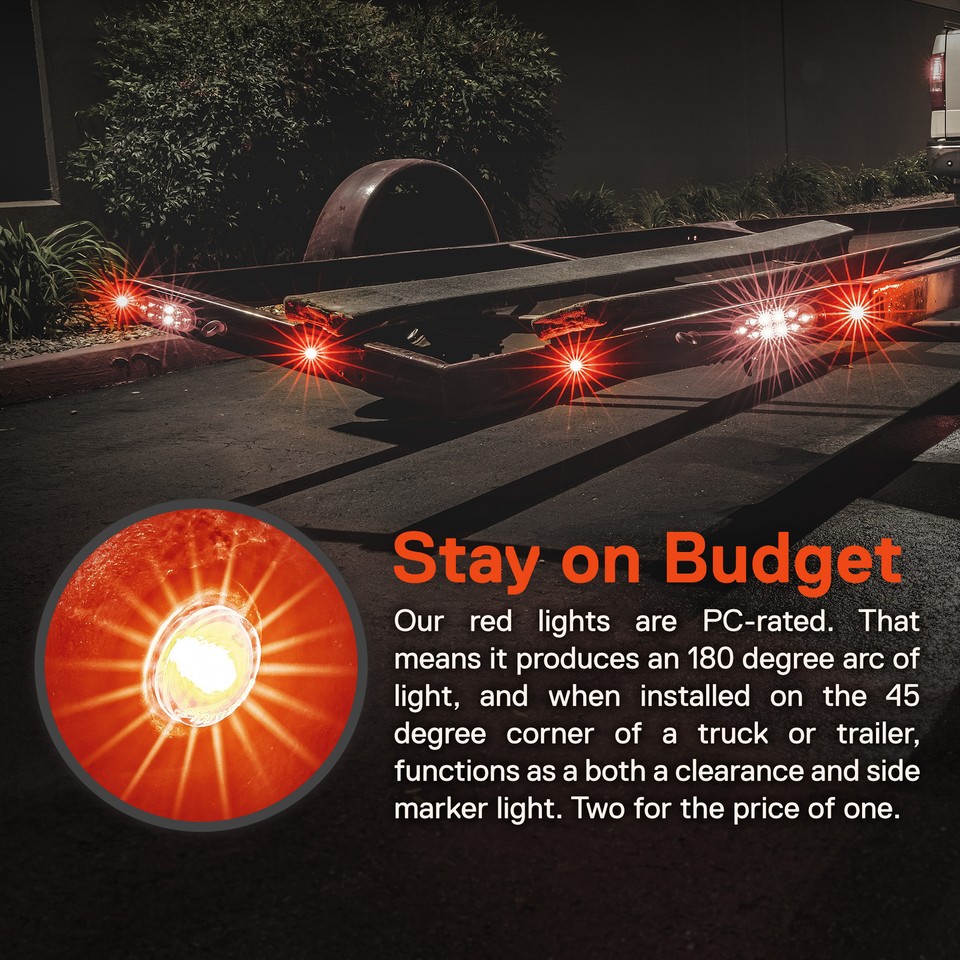 8pc 3/4" Round Red LED Trailer Bullet Clearance Side Marker Light - DOT ...
