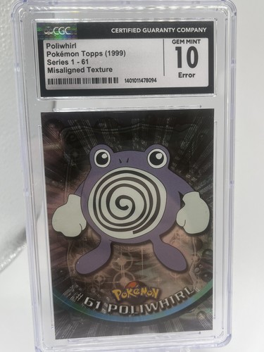 CGC 10 Error Misaligned Pokemon Poliwhirl 1999 Topps 2nd Print Silver ...