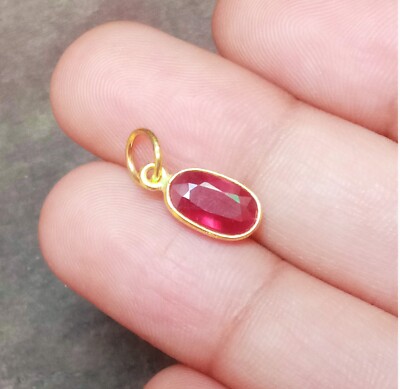Lab Created Ruby Gold charm ,18k Gold Charm, Handmade Jewelry | eBay