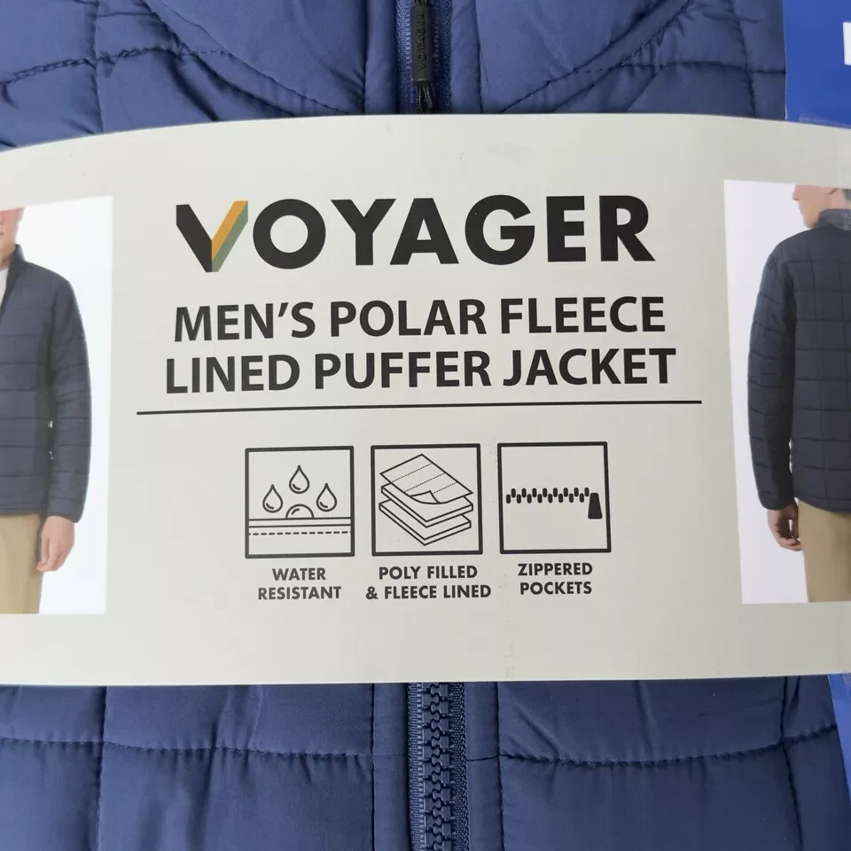 NEW Voyager Men's Polar Fleece Quilted Lined Puffer Jacket - Blue ...