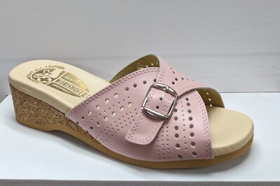 Worishofer 251p Womens Rose Leather Cork Wedge Slide Sandal Us 10 Eu