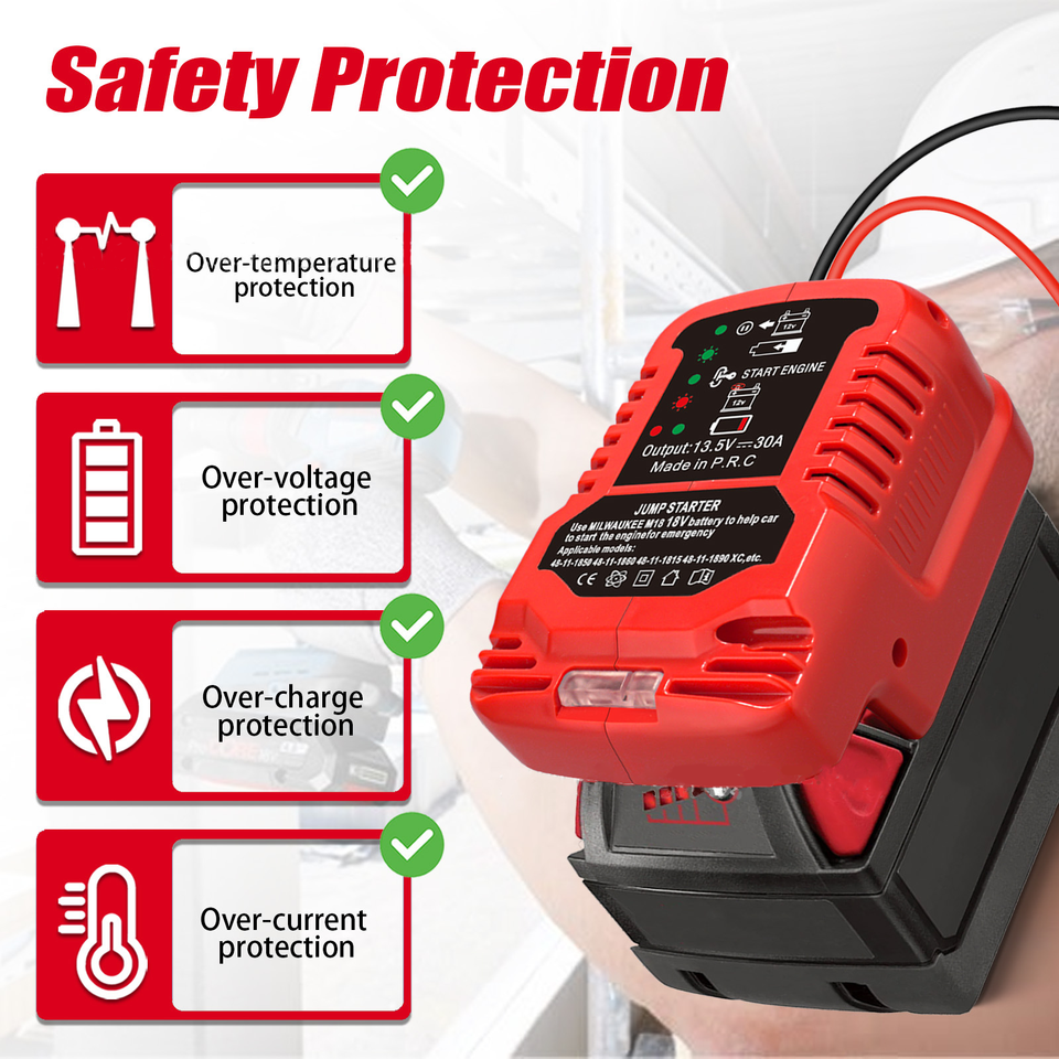 Jumper Starter Jump Kit 11AWG Car Booster Cable For Milwaukee 18V Power ...