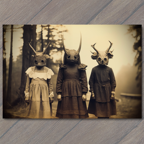 4x6" Weird Creepy Vintage Look Vibe Kids Masks Halloween Cult Unusual ...