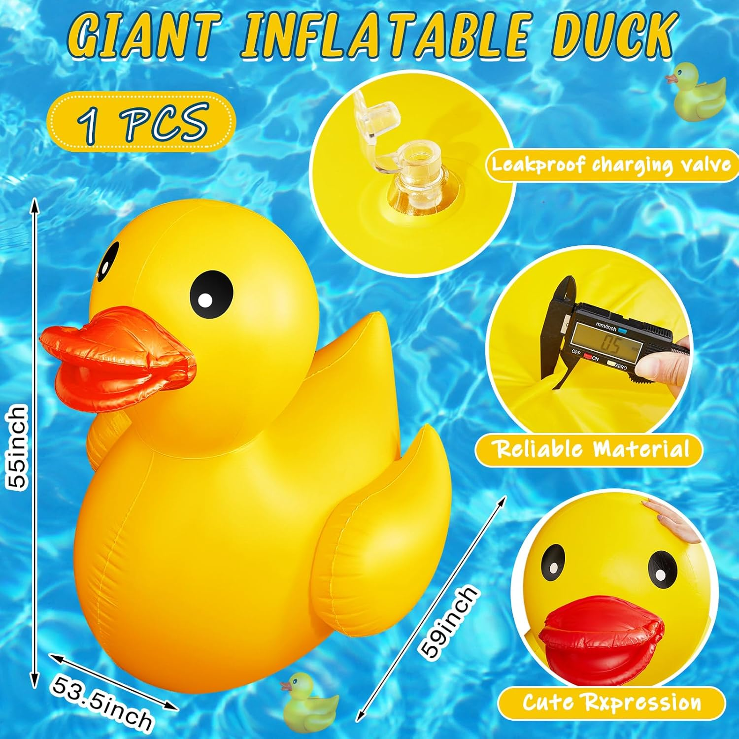 Giant 5ft Inflatable Duck Pool Float - Perfect for Summer Parties ...