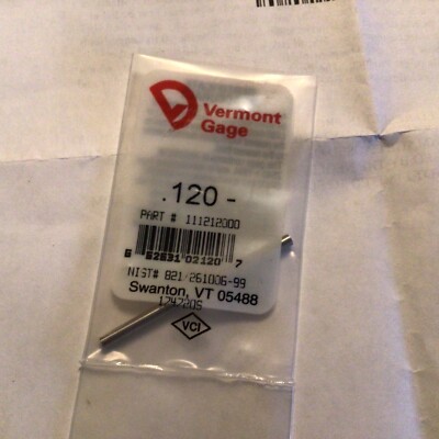 Replacement Gage Pin, .120-, One Unit, New Sealed, Vermont Gage | eBay
