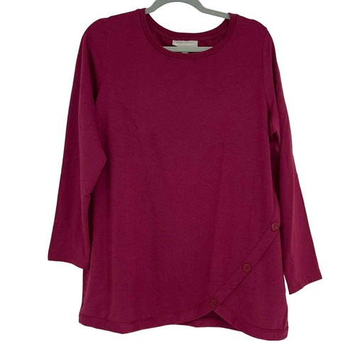 WOMAN WITHIN RED 3/4 SLEEVE BUTTON ACCENT PULLOVER SIZE MEDIUM 14/16 | eBay