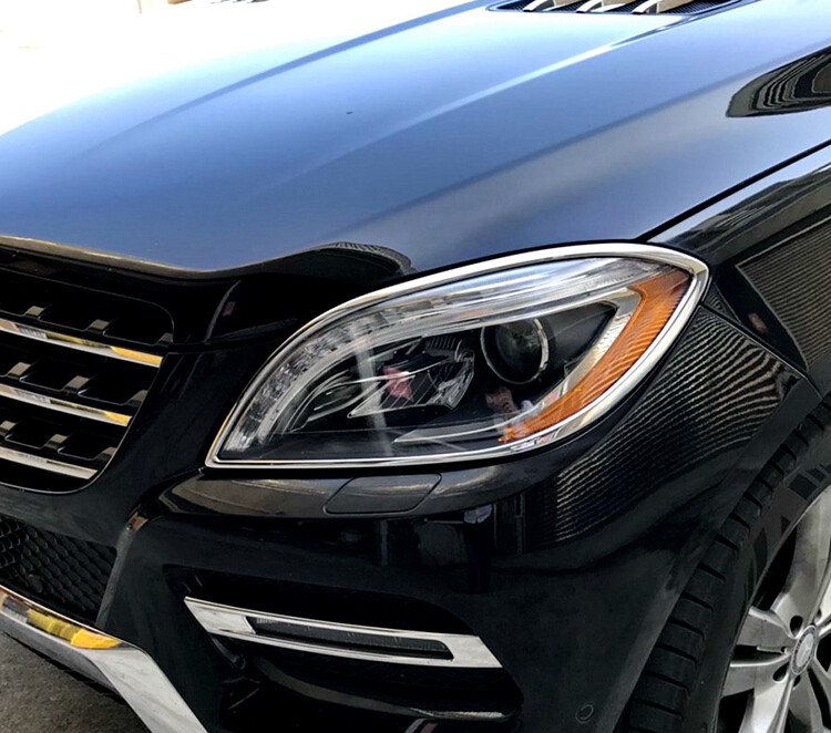 Chrome Headlights Trim Bezel Cover Surround Rim For Mercedes Benz ML ...