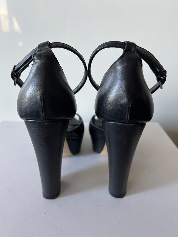 SCANLAN THEODORE $700 Black Leather Platform,Heels, Sandals, Shoes 39IT ...