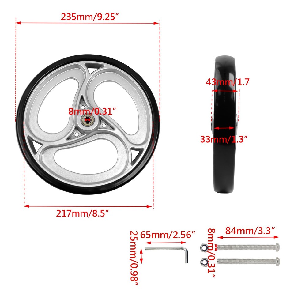 2 Pcs Wheels for Wheelchairs Solid 10 Inch Walker Wheels Drive Rollator ...