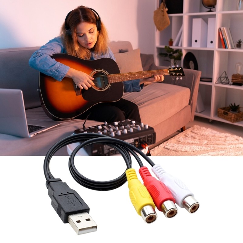 Mini USB to 3RCA AV Sound Video Cord 25cm Space Saving for PC TV ...