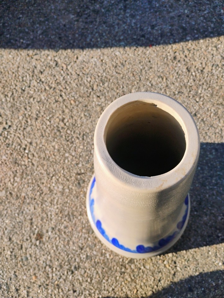 VTG Salmon Falls Pottery Stoneware Bird Bath Base Unsigned Hand painted ...