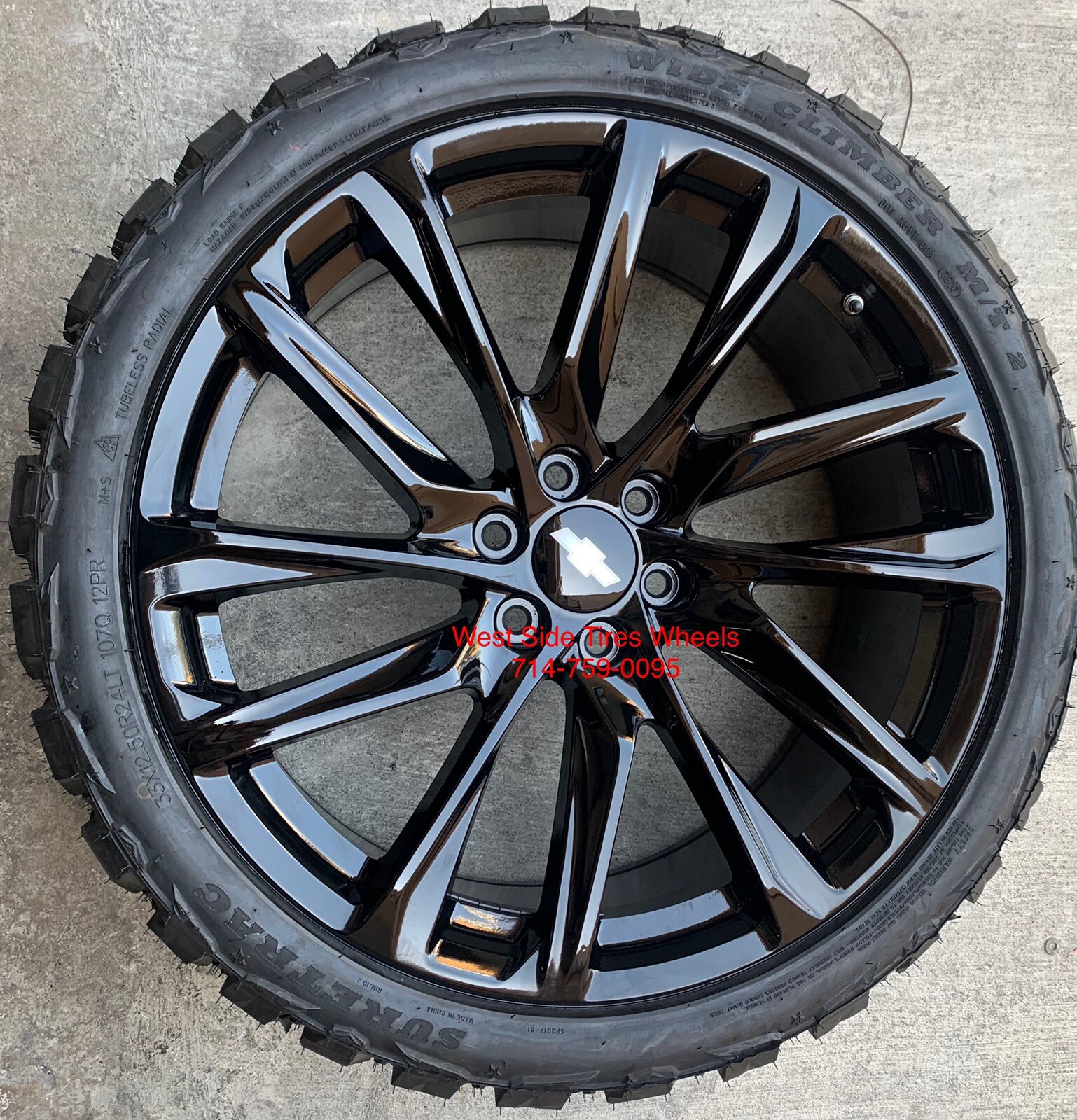 24" ESCALADE BLACK WHEELS 33" MT MUD TIRES fit SILVERADO TAHOE SIERRA ...
