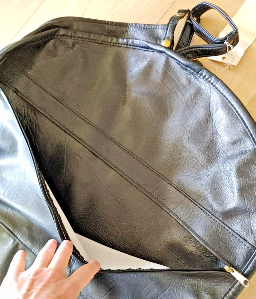 Vintage Leather Garment Suitor Folding Bag Zipper Unbranded Black | eBay