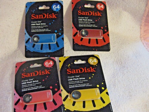 SanDisk Cruzer Dial USB Flash Drive 64 GB blue, red, yellow, pink, or ...