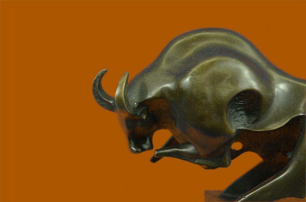 MODERN ABSTRACT CHARGING BULL SCULPTURE BY MILO FIGURE HOT CAST LOST ...