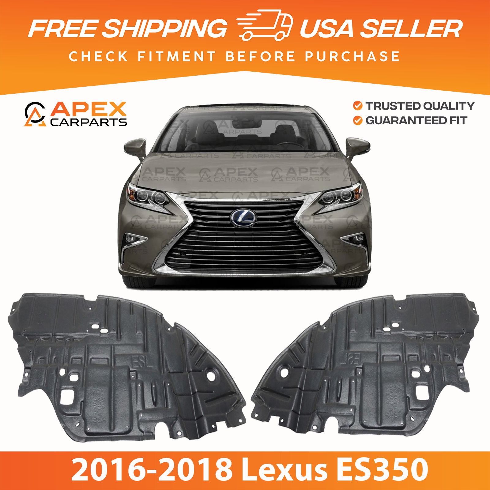 Driver & Passenger Side Engine Splash Shields Set of 2 for 2016-2018 ...